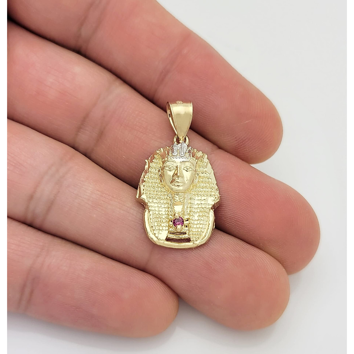 AMZ Jewelry 10k Yellow Gold Egyptian Pharaoh Pendant Gold Pharaoh Head Charm For Necklace