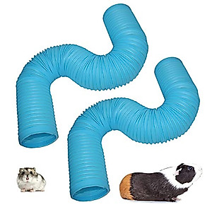PINVNBY Hamster Fun Tunnels Pet Mouse Plastic Tube Toys Small Animal Foldable Exercising Training Hideout Tunnels for Guinea Pigs,Gerbils,Rats,Mice,Ferrets and Other Small Animals(2 PCS Blue)