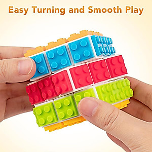 D-FantiX Building Brick Blocks 3x3x3 Speed Cube Toy, Build-On Brick 3D Magic Cube, Handheld Brain Teaser Puzzles Gift Ideas, Puzzle Building Cube Game for Kids Adults (Included Brick Separator)
