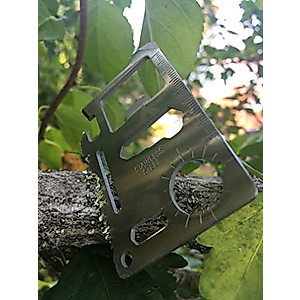 Ninja Outdoorsman 11 in 1 Stainless Steel Credit Card Pocket Sized Survival Multi Functional Tool - Stocking Stuffers, Christmas Gifts Under 10 Dollars (Single, Silver)