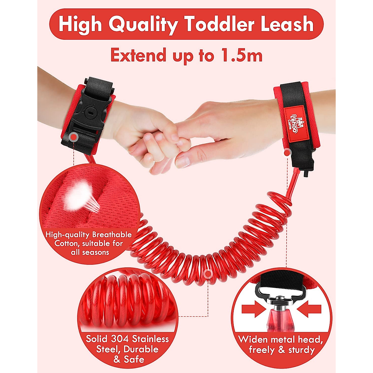 Lehoo Castle Toddler Harness with Leash, 4-in-1 Toddler Leash with Anti Lost Wrist Link for Toddlers, Kid Leashes for Girls, Baby Leashes for Toddlers (Minnie)