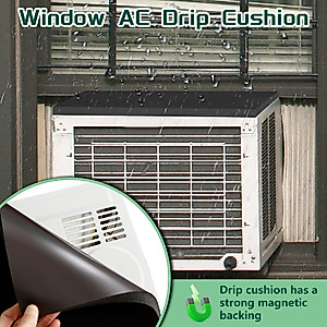 Memrita Window Air Conditioner Drip Cushion, Removable AC Rain Cover with Magnetic Pad for Window AC Units,Stops Cushion Moving Stops Dropping Noise Foam Cushion (Black)