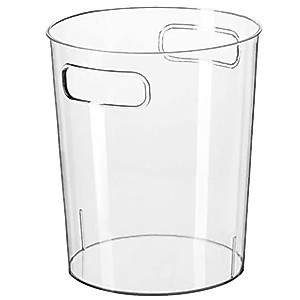 FOMIYES Clear Acrylic Trash Can Wastebasket Trash Bin with Handle Round Garbage Container Bin Small Plastic Wastebasket for Bathroom Bedroom Kitchen Home Office Dorm