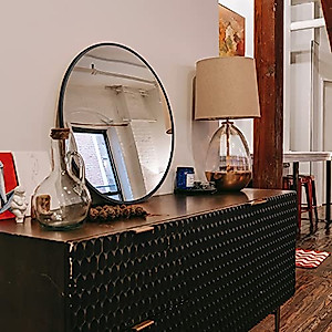 Catollova Black Round Wall Mirror 30 Inch, Bathroom Mirror with Black Metal Frame, Circle Wall Mirror for Vanity, Entryway, Living Room, Home Decor