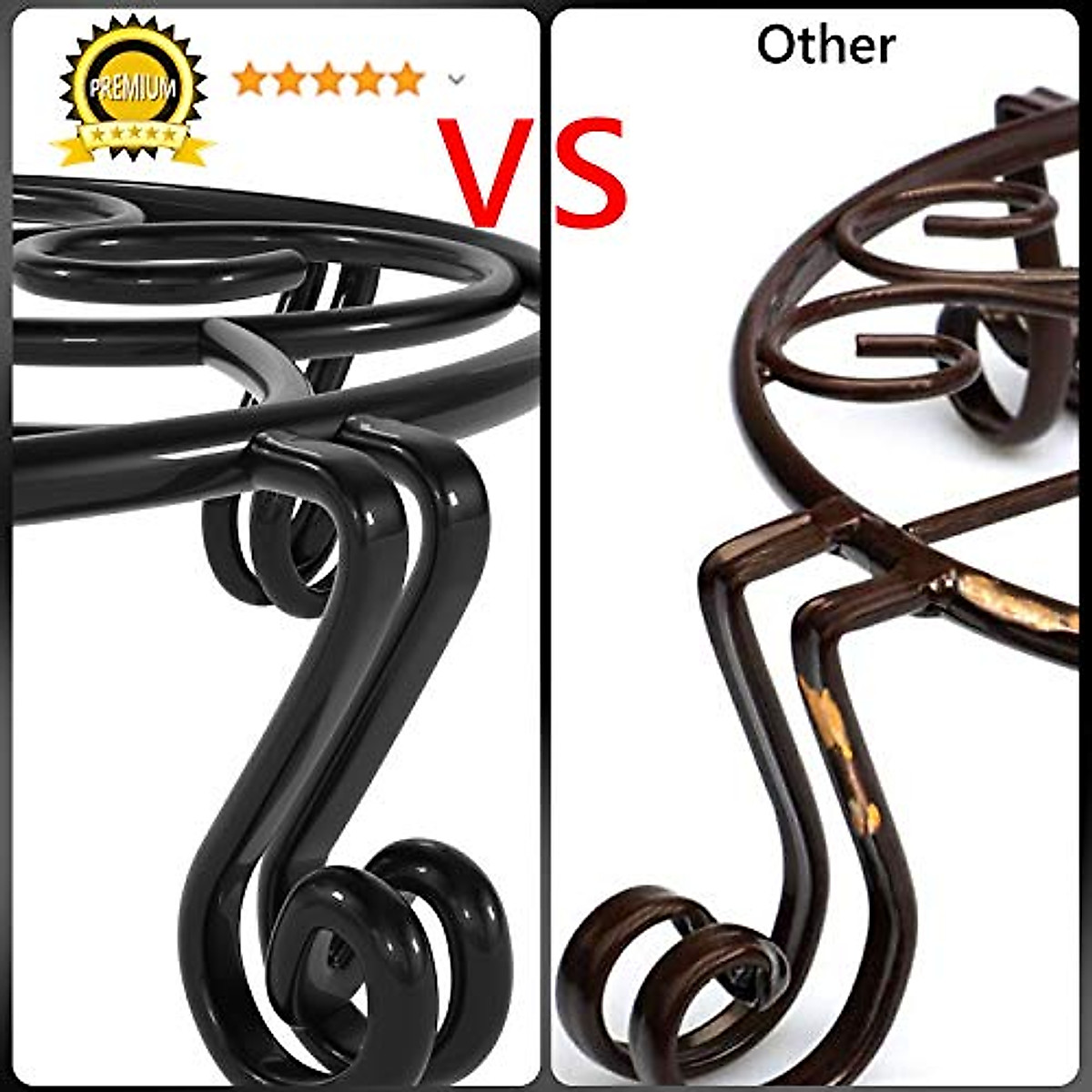 Yimobra Original Patented Plant Stand for Flower Pot Heavy Duty Potted Holder Indoor Outdoor, Metal Rustproof Iron Garden Container Round Supports Rack for Planter, Black, 11.8 Inches