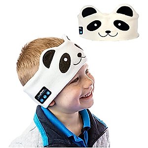CozyPhones Over The Ear Headband Headphones - Kids Wireless Headphones Volume Limited with Thin Speakers & Super Soft Fleece Headband - Panda