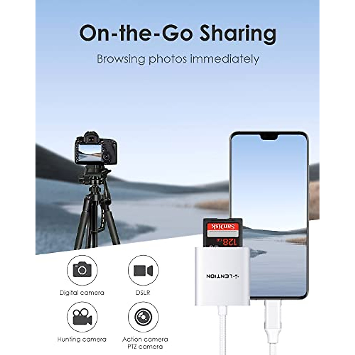 LENTION USB C to SD/Micro SD Card Reader, Type C SD 3.0 Card Adapter Compatible 2023-2016 MacBook Pro 13/15/16, New Mac Air/iPad Pro/Surface, More (CB-C8, Silver)
