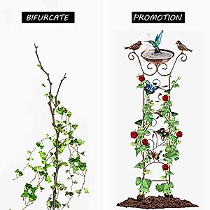 AWENDIETOU Bird Bath with Garden Trellis for Climbing Plants Outdoor 2 in 1 Bird Baths Bowl,Bird Bath for Outdoors Birdfeeder with Metal Antique Iron Easy to Install Detachable T