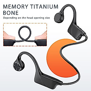 NouSKaU Bone Conduction Headphones, Bluetooth 5.0 Open Ear Headphones with Built-in Mic, IPX7 Sweatproof Waterproof Wireless Sports Earphones for Running, Gym, Hiking, Cycling, New in (Black)