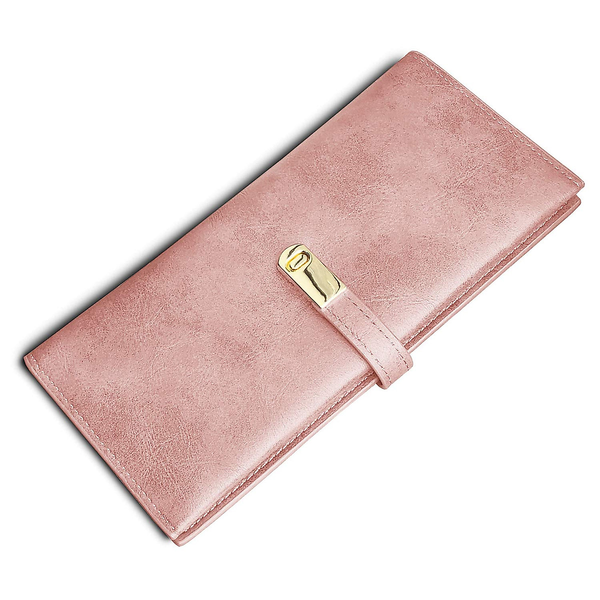 AOXONEL Womens Slim Wallet RFID Ladies Wallets Long Bifold Thin Skinny,Magnetic Closure (Pink)