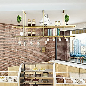 JHHL Ceiling Shelf Hanging, for Storage Wine Glass Bottle，Wall Mounted Storage Shelves, Book Shelf Organizer Display Rack for Bedroom/Bathroom/Living Room/Kitchen