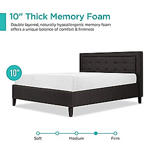 10in Queen Size Dual Layered Medium-Firm Memory Foam Mattress w/Open-Cell Cooling, CertiPUR-US Certified Foam, Removable Cover