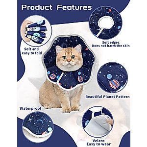SUSWIM Cute,Soft Cat Recovery Collar,Adjustable Pet Cat Cone Collar,Pet Neck Donut Protective Recovery Cone for Cat-Comfortable Lightweight Elizabethan Collar for Kitten Prevent from Lick Wound