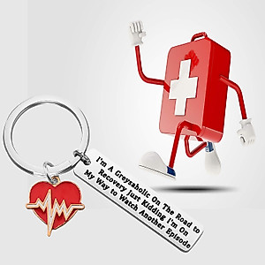 TGBJE I’m A Greysaholic On The Road To Recovery Keychain TV Show inspired Gift For Fans (Greysaholic keychain)