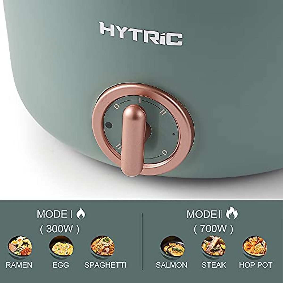 Hytric Hot Pot Electric, 2.5L Portable Electric Skillet with Nonstick Coating, Dual Power Control Multi-Function Cooker for Stir Fry, Steak, Noodles, Ramen Cooker for Dorm and Office, Green