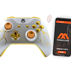 MODDEDZONE Rapid Fire Custom Standard Modded Controller compatible with Xbox One S/X 40 Mods for All Major Shooter Games (3.5 mm jack) (Gold Thunder)