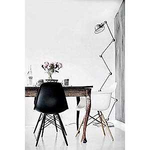 2xhome White - Plastic Molded Bedroom Dining Side Ray Chair with Black Wood Eiffel Dowel-Legs Base Nature Legs No Side