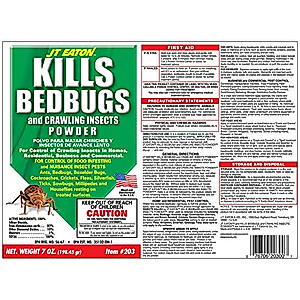 JT Eaton 203 Bedbug and Crawling Insect Powder with Diatomaceous Earth, 7-Ounce bottle