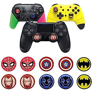 Silicone Analog Controller Grips Cap Thumb Stick Joystick Caps Thumbsticks Cover for PS5 PS4 Slim Pro PS3 Xbox One Xbox 360 Nitntendo Switch Pro Wii u Controller Game Replacement (Captain America)