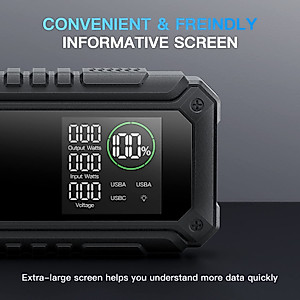 NWISE Car Jump Starter, 3000A Peak 25800mAh Portable Battery Starter (Up to 10L Gas or 8L Diesel Engine) with Smart Safety Jumper Clamps,12V Jump Boxes with 65W Fast Charging