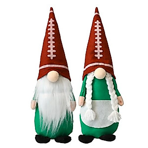 Gnomes Plush - Football Decor (2Pc Set) These Adorable Large Creatures are Perfect for Any Sports Team Fan - 14in Tall Stuffed Swedish Tomte Gnome - American Football Rugby Decoration
