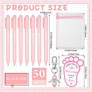 Ctosree 250 Pcs Baby Shower Favors Includes Baby Shower Ballpoint Pens Angel Keychains Organza Bags Thank You Cards for Guest Gifts Baby Shower Gender Reveal Party (Pink,It's a Girl)