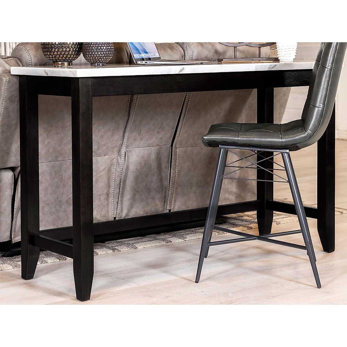 Coaster Home Furnishings Toby Rectangular Marble Top Counter Height Table Espresso and White