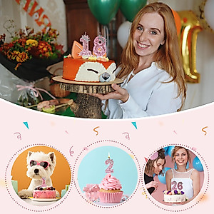 Birthday Number Candles,Pink Crown Birthday Candles for Cake,Glitter Number 5 Candle Cake Topper with Sequins for Girls,Women, Anniversary Celebrations Supplies (Pink 5)