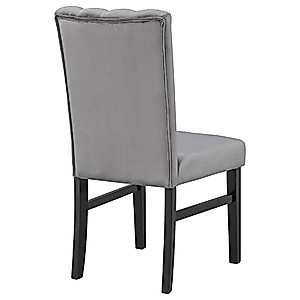 KELRIA 6-Piece Rectangular Table Set with Marble Veneer and 4 Flannelette Upholstered Dining Chairs & Bench, for Living Furniture, Guest Room, Home Bar, and Kitchen, White+Gray