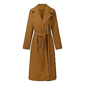 TIFZHADIAO 2022 Fashion Fall Winter Coats for Women Classic Trench Coat Ladies Slim Elegant Solid Long Jacket Lightweight Windbreaker