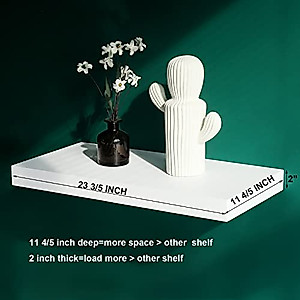 SISHHOME Floating Shelves 24 x 12 x 2 inches Set of 2,Large Wide Panel Hanging Wall Shelf for Kitchen Room,Study Room,Bedroom,Barthroom