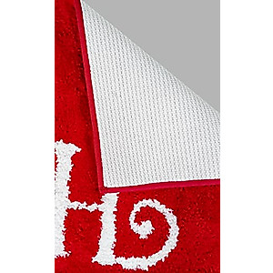 17-Piece Christmas Holiday Bathroom Accessory Set with | Resin Liquid Soap Pump| Bath Rug | Shower Curtain | 12 Curtain Hooks | 2 Hand Towels| Gift Box Set | Xmas Decor (Silly Santa)