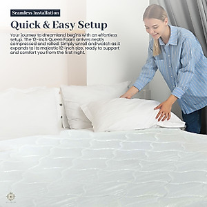 Aylas Furniture Queen Mattress 12 Inch Queen Foam Mattress High Density Reflex Support Layer & Visco-Elastic Comfort Foam & Premium Polyester Cover Eco-Friendly Breathable Firm Queen Size Mattress