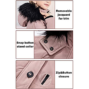 maoo garden Girls Winter Coats Heavyweight Waterproof Jacket Mid-Length Fur Hooded Parka 2017 Pink 5-6Y