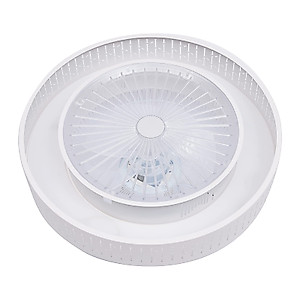 DNYSYSJ Bladeless Ceiling Fan with Lights and Remote Control 22 in, Modern LED Ceiling Fan Flush Mount, Bamboo Leaf Style Enclosed Invisible Ceiling Fan Lighting for Dining Room/Bedroom/Kids' Room