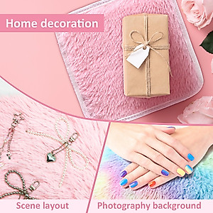 2 Pcs School Locker Rugs,12''Soft Fluffy Faux Fur Area Carpet with Anti-Slip Layer,Tie-dye Square Locker Decorations Aesthetic Nail Photography for Girls (Pink, 12×12in)