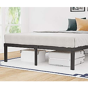 ZIORS 3500lbs Heavy Duty,14 Inch Steel & Wooden Slat Support Reinforced Platform Bed Frame,Mattress Foundation/No Box Spring Needed/Easy Assembly/Noise Free,Full/Queen/California King (King)