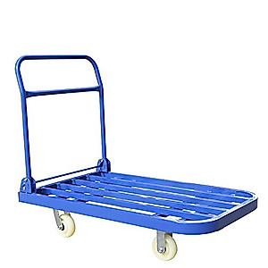 Teerwere Portable Folding Handcart Portable Folding Hand Trolley 360° Rotating Cart for Luggage Personal Travel Shopping Auto Moving Multi Function Folding Handcart (Color : Blue, Size : 120X65CM)