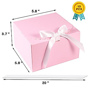 WholeMy Pink Gift Boxes 10 Pack 6x6x3.7 Inches, Gift Boxes with Lids for Presents, Small Gift Boxes for Bridesmaid Proposal, Birthday, Wedding, Baby Shoer, Valentine, Christmas