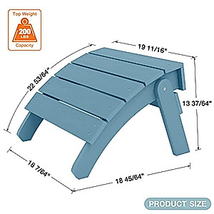 YEFU Classic Adirondack Chair Plastic Weather Resistant with Ottaman, Adirondack Foot Rest & Patio Chair, Weather Resistant, Widely Used in Outdoor, Fire Pit, Deck, Outside, Campfire Chairs(Blue)