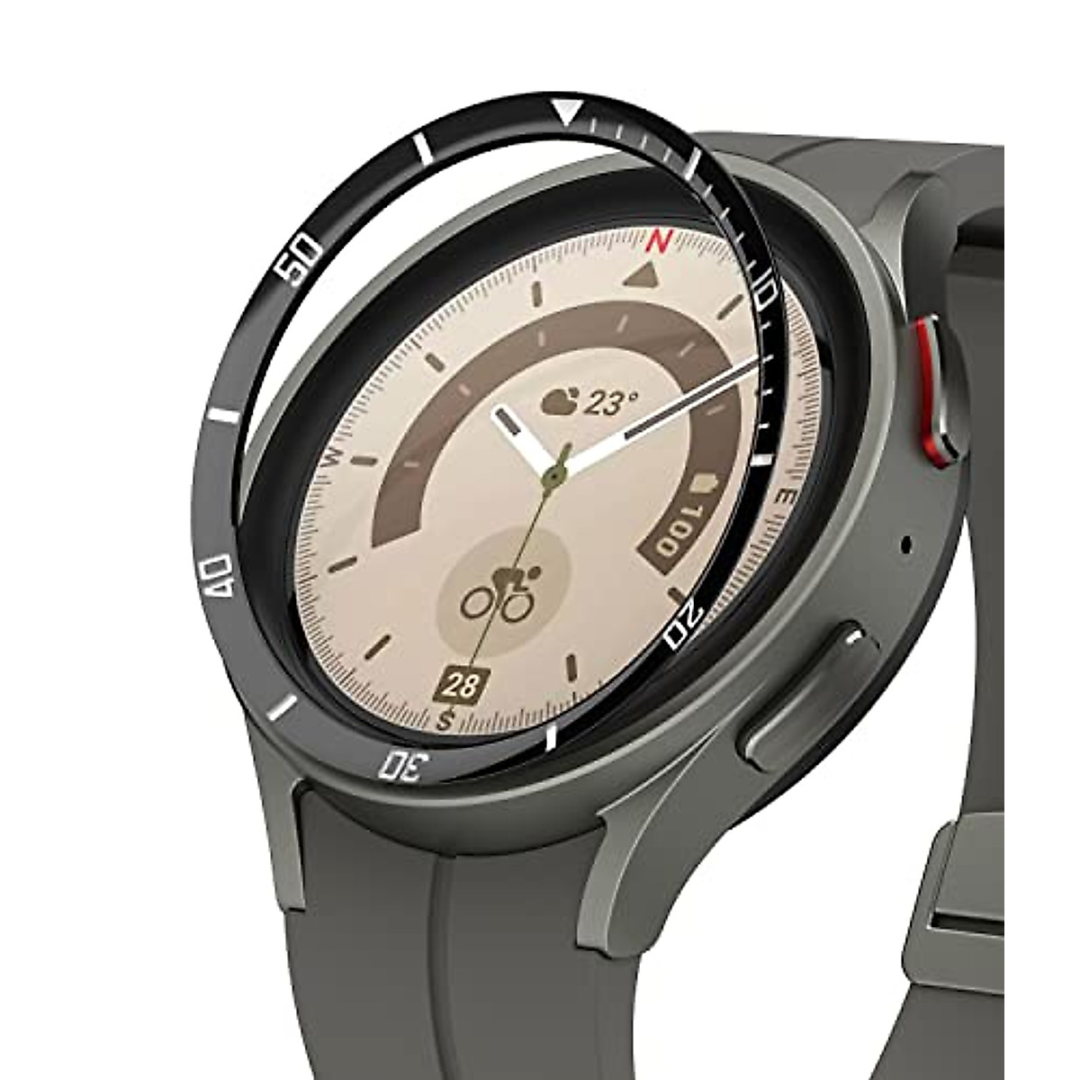 Ringke Inner Bezel Styling [Stylish Stainless Steel Frame] Compatible with Samsung Galaxy Watch 5 Pro Case, Anti Scratch Protector Adhesive Inner Cover Accessory - 45-IN-02 (ST) Black