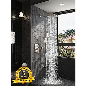 Gabrylly Shower System, Wall Mounted Shower Faucets Sets Complete for Bathroom with High Pressure 10" Rain Shower head and 3-Setting Handheld Shower Head Set, 2 Way Shower Valve Kit, Brushed Nickel