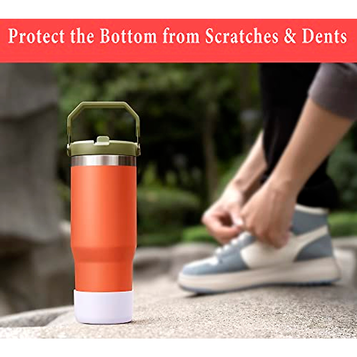 KTKUDY 2Pcs Protective Silicone Boot for Stanley Quencher Tumbler 30 oz 40 oz & IceFlow 20oz 30oz & Hydro Flask Water Bottle 12-24oz - Cup Bottom Sleeve - Stanley Cup Accessories, Mist