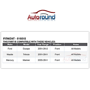 Autoround 518515 Pair Front Wheel Hub and Bearing Assembly Compatible with Ford Escape 2001-2012, Mazda Tribute 2001-2011, Mercury Mariner 2005-2011 5 Lugs
