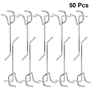 DOITOOL 50pcs Door Hangers Retail Hooks Metal s Hooks Peg Board Accesorries Craft Room Jewelry Storage Pegboard Organizer Kits Store Product Hook Stainless Perforated Plate Heavy