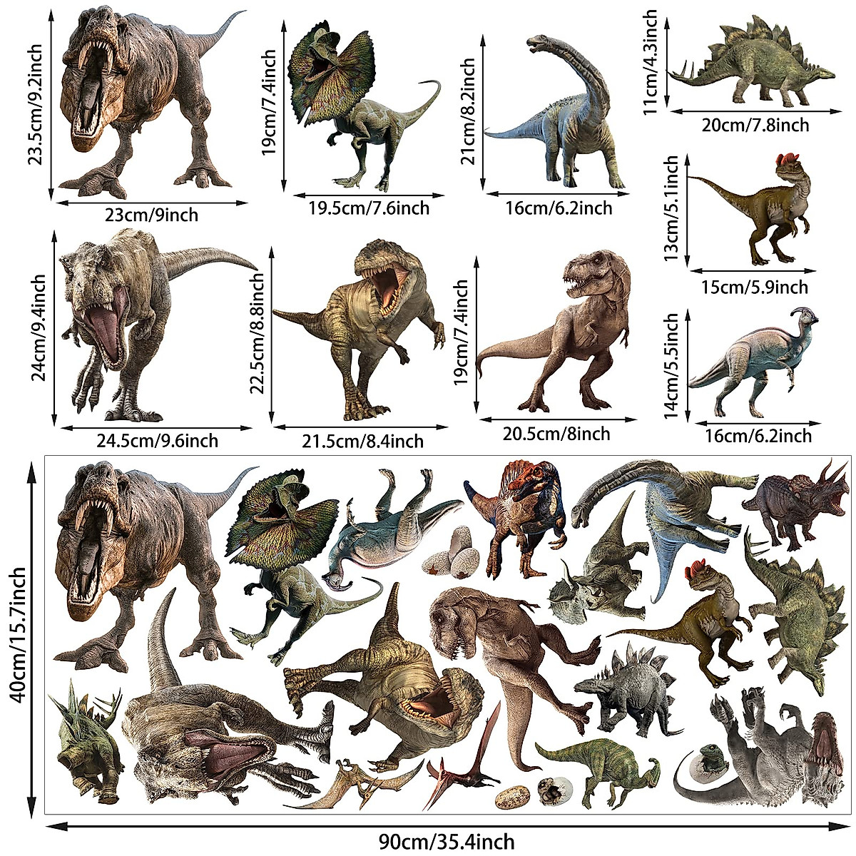 22 Pcs Dinosaur Wall Decals Peel and Stick Removable Dinosaur Wall Stickers Dinosaur Room Decor for Boys Kids Adult Bedroom Living Room Nursery Classroom Bathroom Home Decoration…