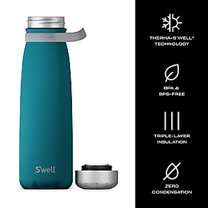S'well Stainless Steel Traveler With Handle, 40oz, Peacock Blue, Triple Layered Vacuum Insulated Containers Keeps Drinks Cold for 60 Hours and Hot for 20, BPA Free, Easy Carrying On the Go
