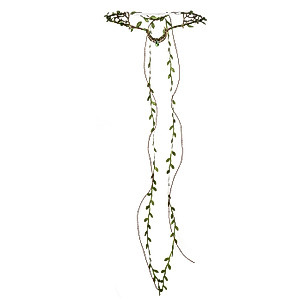 Merroyal Moon Head Chain Vintage Crystal Headpieces Hair Acessories with 2 Pairs Latex Elf Ear for Women (Green Leaf and Bronze Moon)