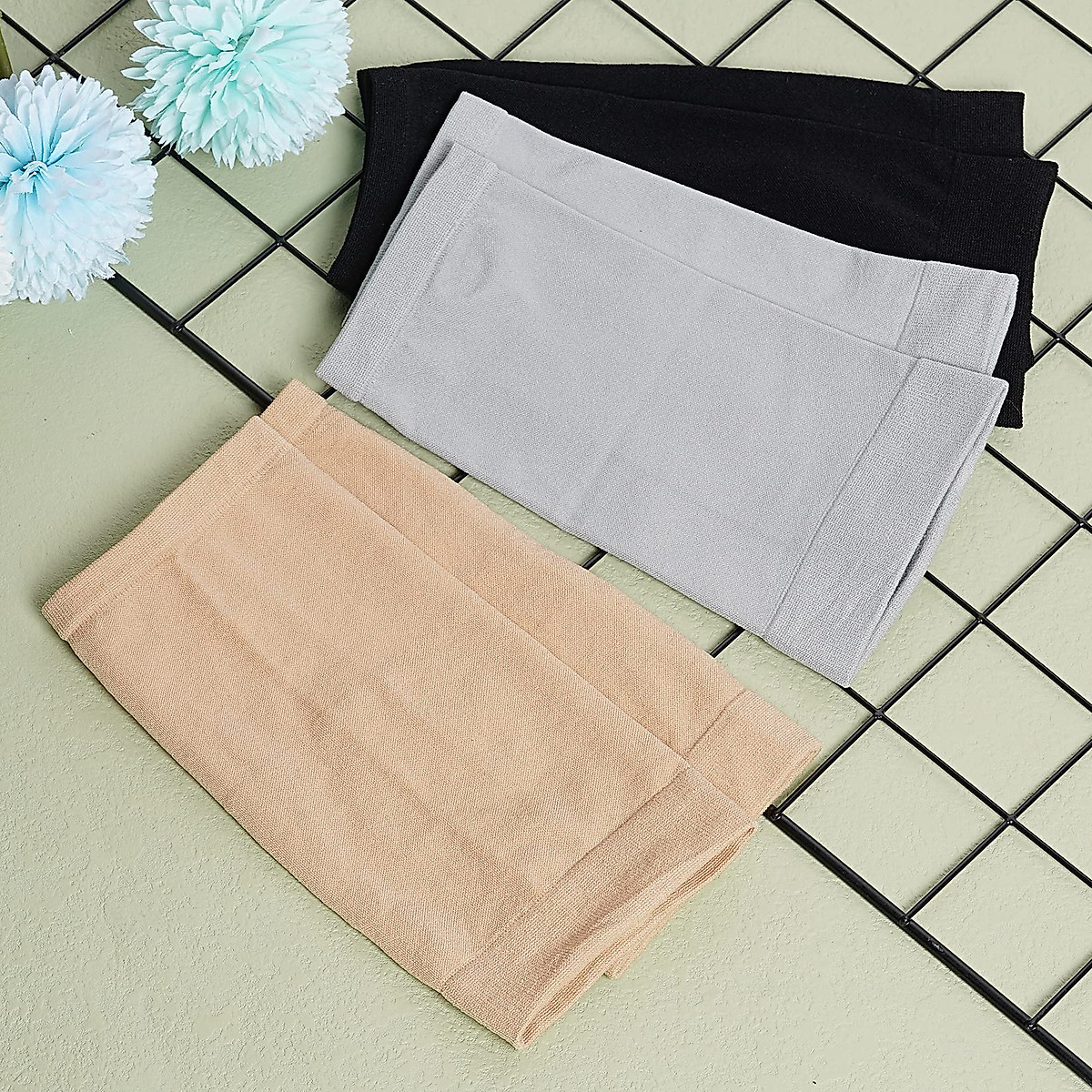 HOVEOX 3 Pairs Tattoo Cover Up Sleeve Forearm Compression Sleeves Arm Sleeves for Women Men (Black, Grey, Nude)