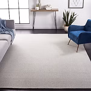 SAFAVIEH Abstract Collection Area Rug - 8' x 10', Light Grey & Ivory, Handmade Wool, Ideal for High Traffic Areas in Living Room, Bedroom (ABT468F)